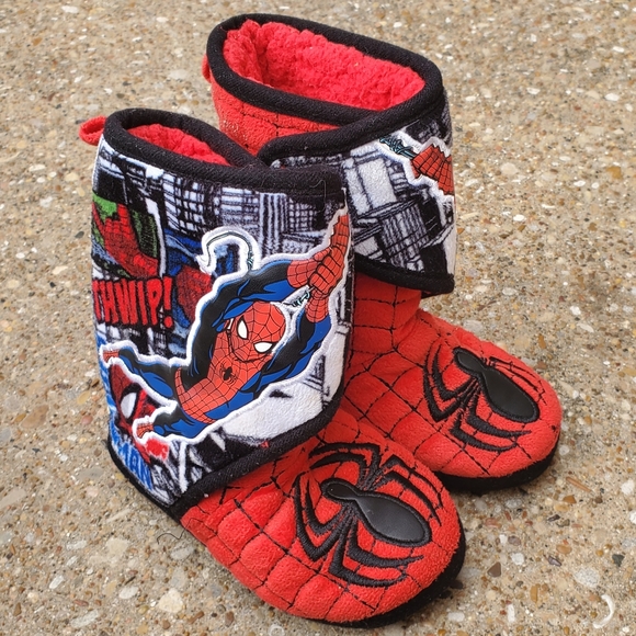 Disney | Shoes | Disney Store Spiderman Marvel Slipper Booties Toddler ...